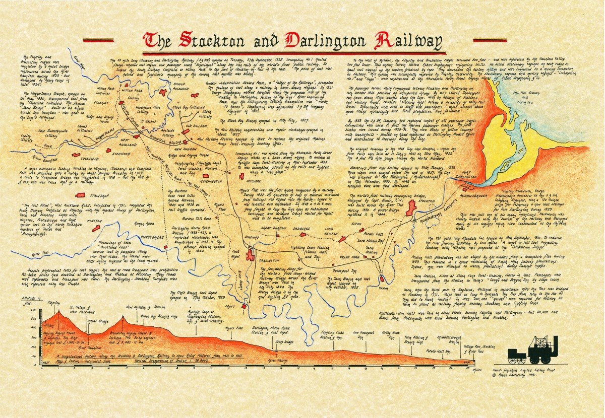 A3 map of the Stockton & Darlington Railway by Bob Hattersley - Friends ...